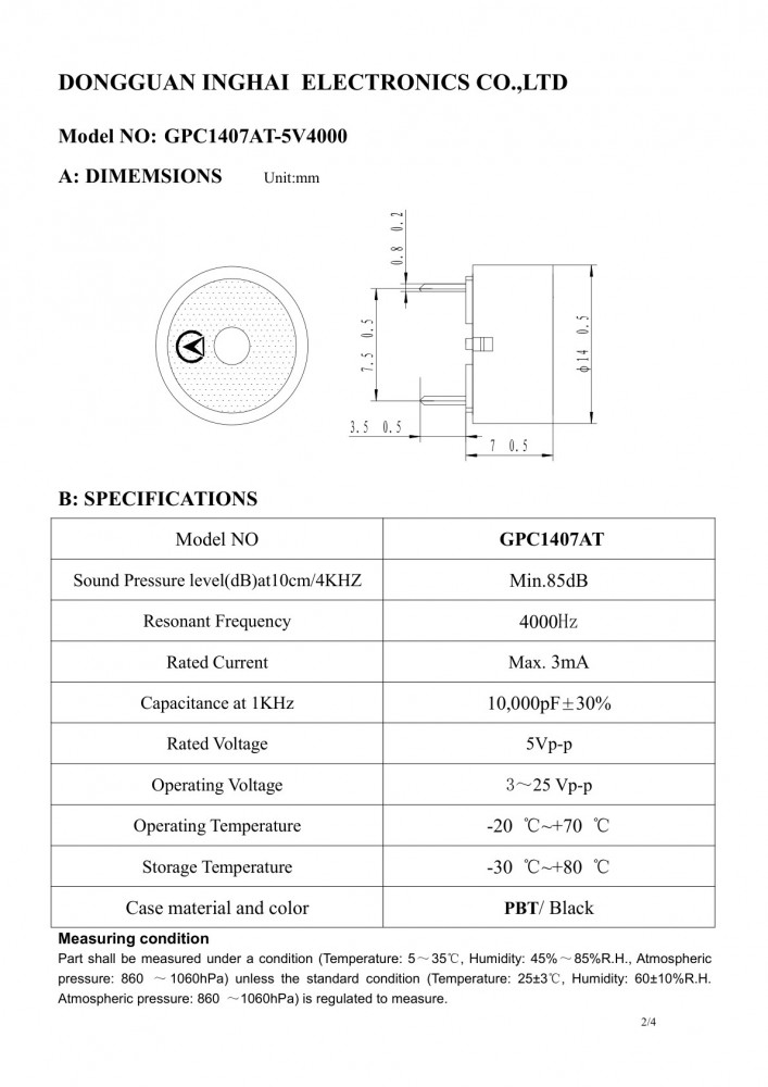 GPC1407AT-5V4000 specification page 2