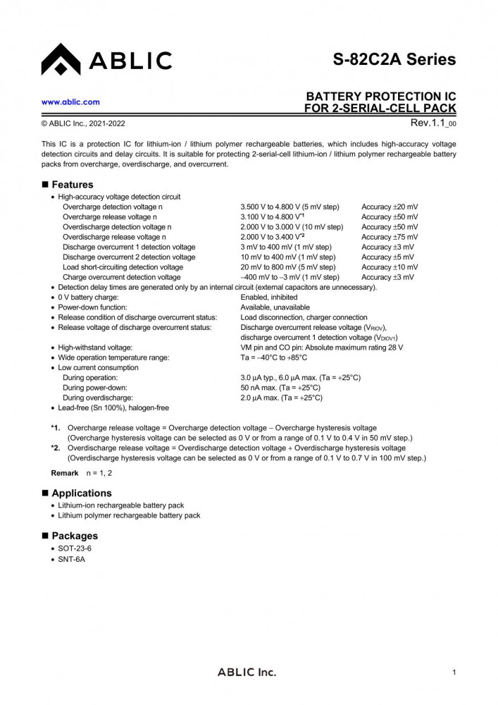 S-82C2AAA-M6T1U7 datasheet page 1