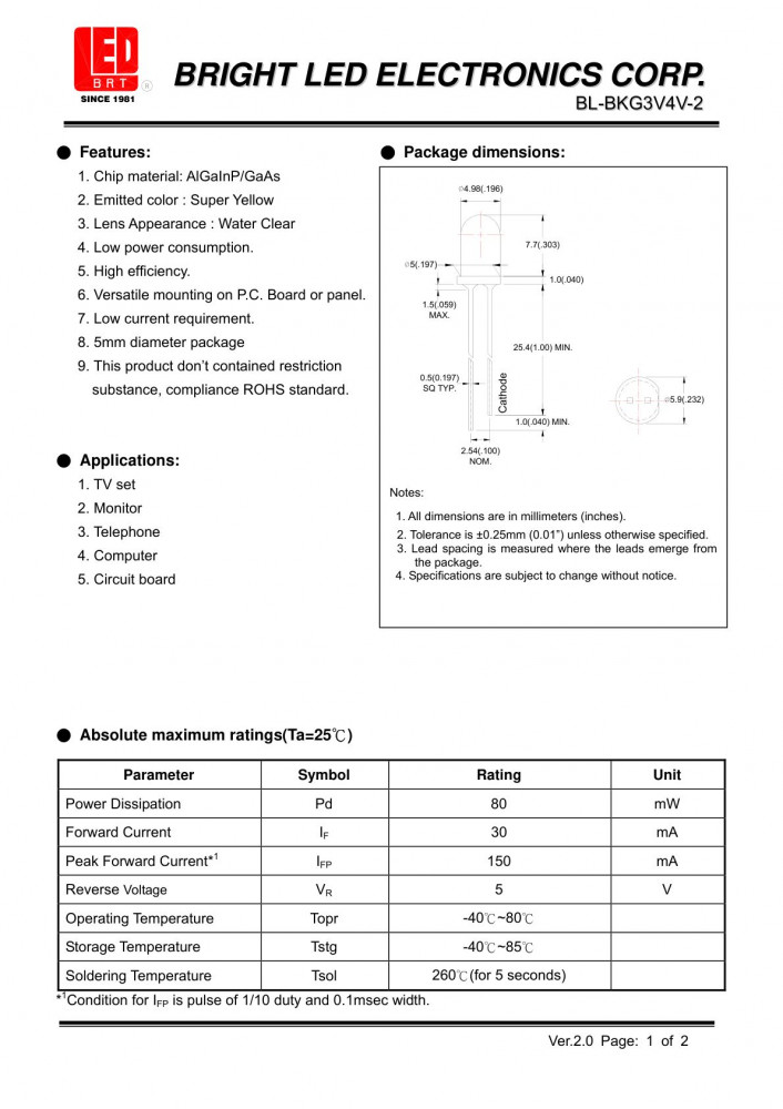 BL-BKG3V4V-2 technical document, page 1