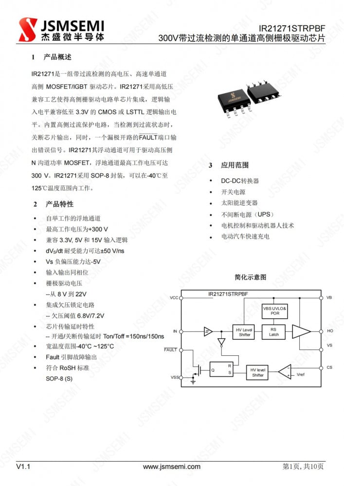 IR21271STRPBF-JSM datasheet page 1
