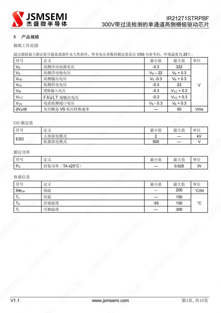 IR21271STRPBF-JSM datasheet page 3