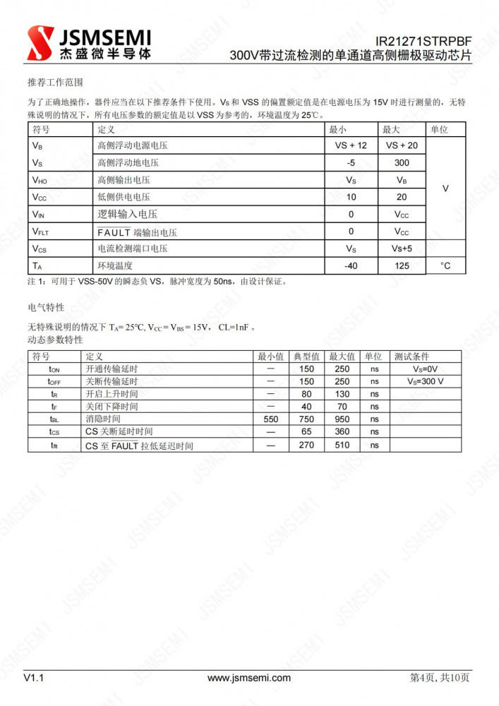 IR21271STRPBF-JSM datasheet page 4