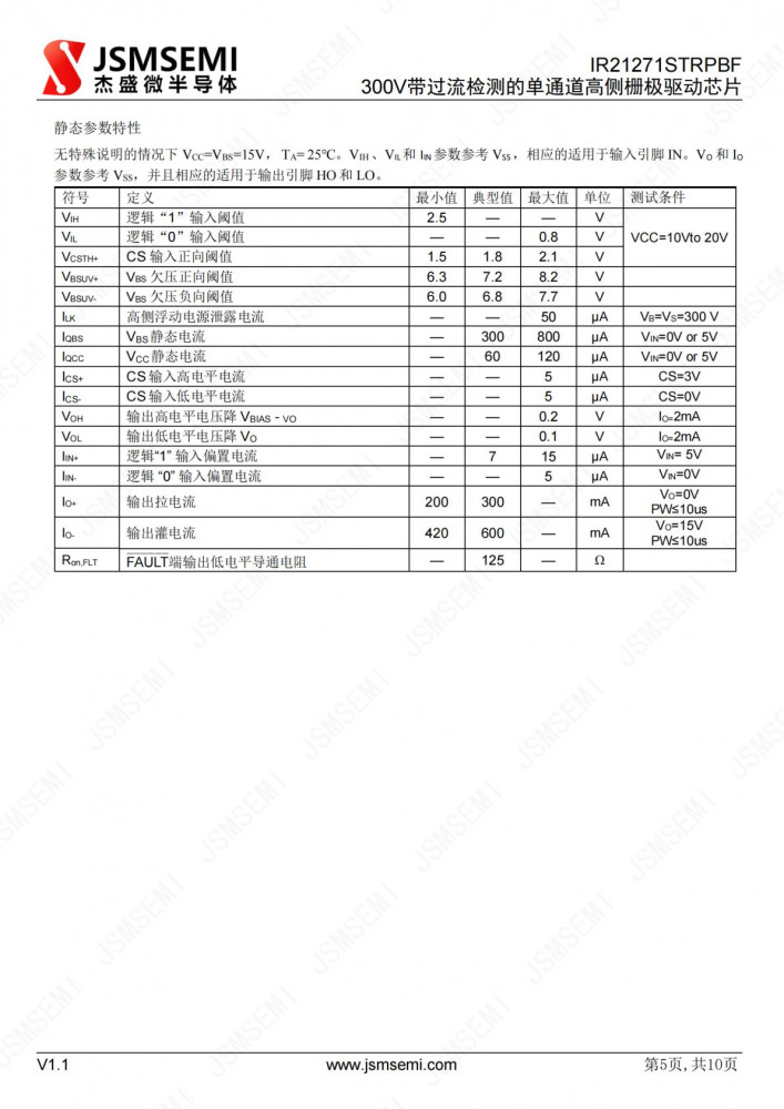 IR21271STRPBF-JSM datasheet page 5