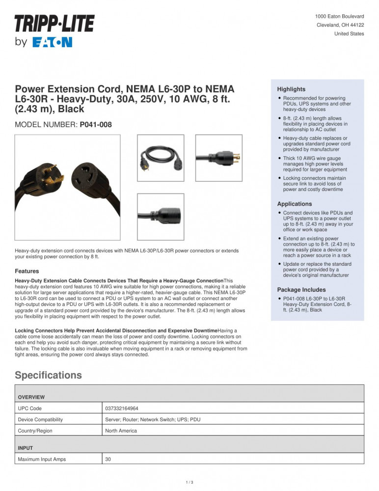 P041-008 technical document page 1