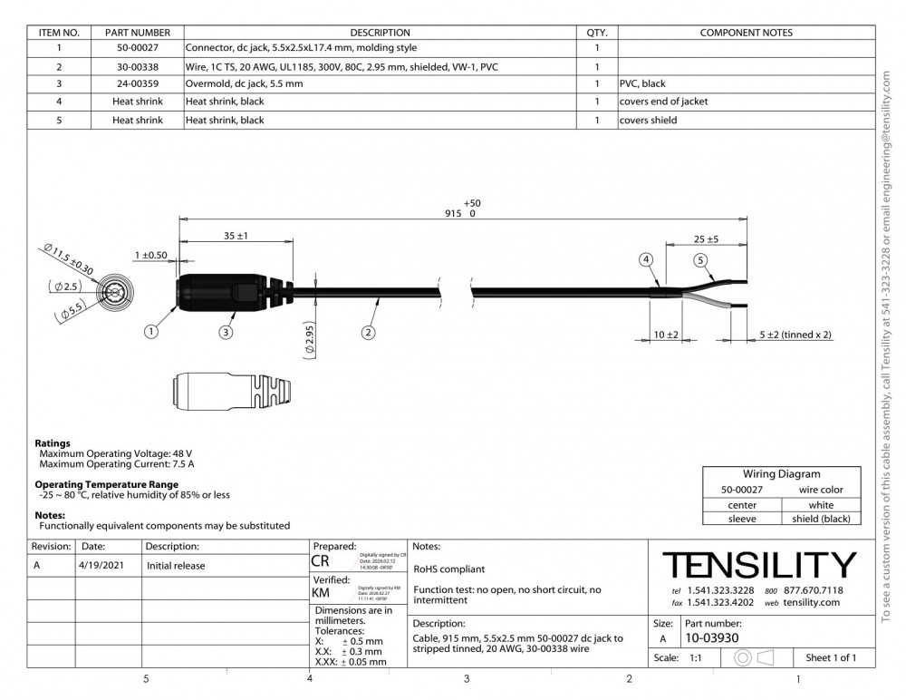 Tensility International 10-03930 product drawing
