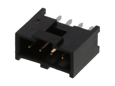 C-Grid III PCB Header, 2.54mm Pitch, Through Hole, Single Row, Right-Angle, Shrouded, 4 Circuits, 0.05µm Gold (Au) Flash Plating