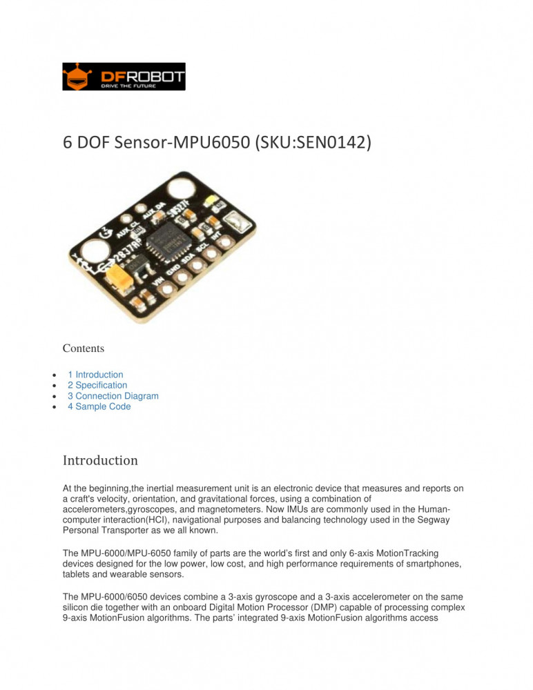 SEN0142 technical document page 1