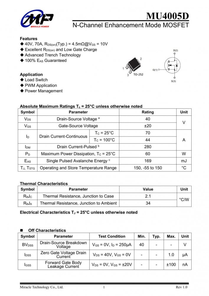 MU4005D datasheet page 1