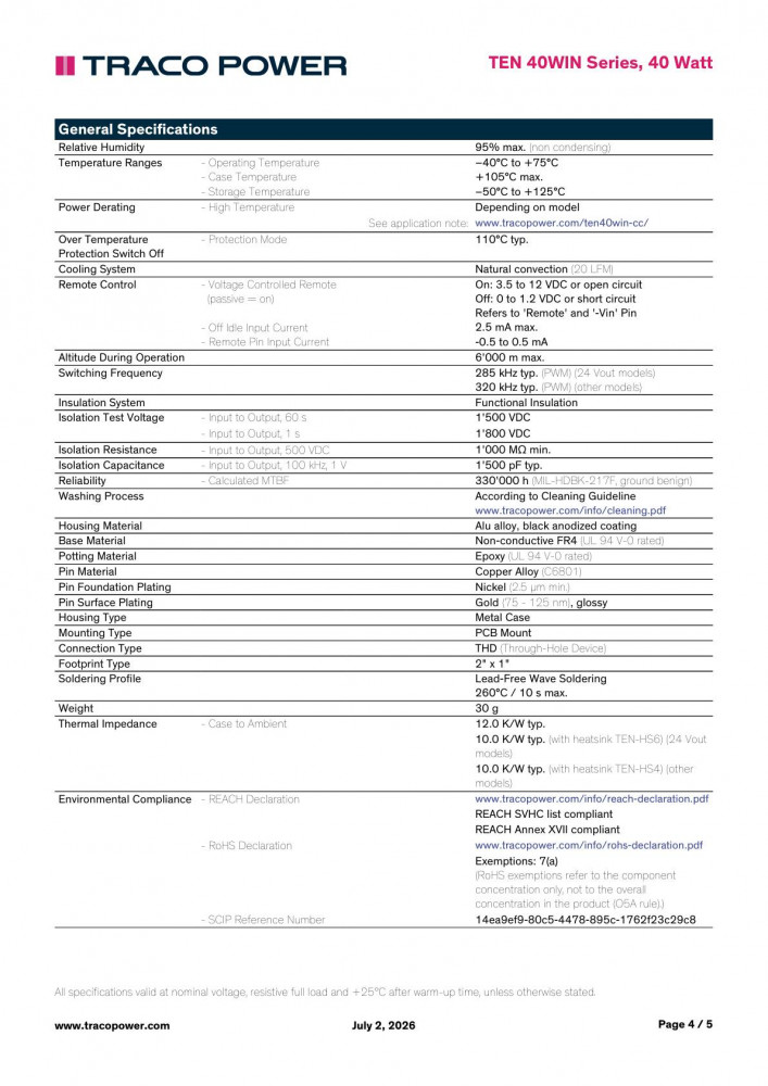 TEN 40WIN datasheet page 4 preview