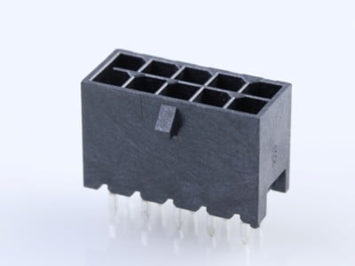 Micro-Fit+ Vertical Header, Through Hole, 3.00mm Pitch, Dual Row, 8 Circuits, 0.38µm Gold (Au) Plating, Glow-Wire Capable, Black, Tray