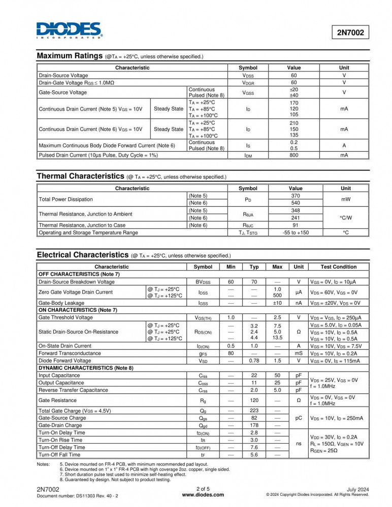 2N7002-7-F datasheet page 2