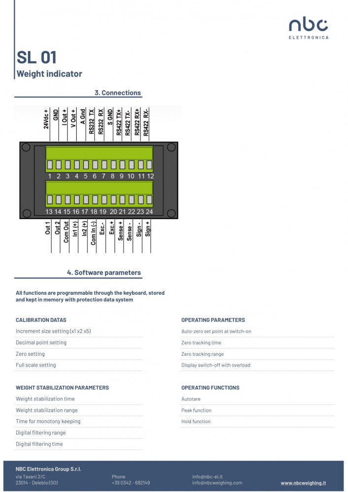 SL 01 product document, page 2