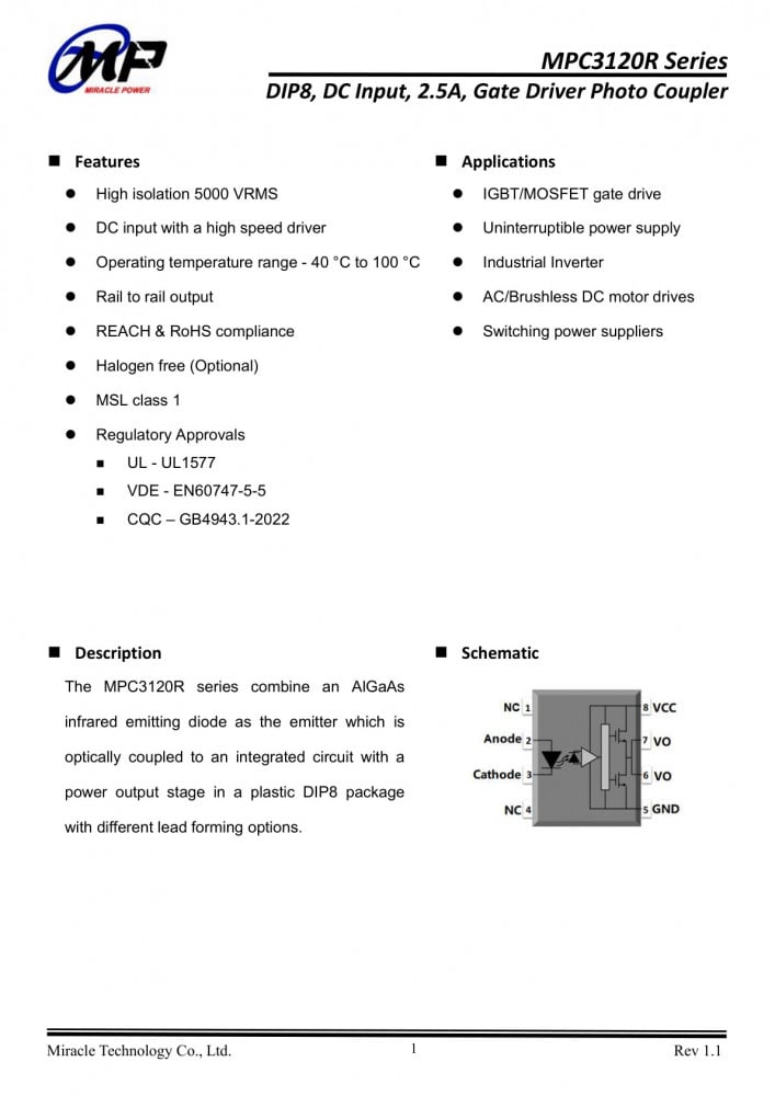 MPC3120R(SL)(T1)-GV datasheet page 1