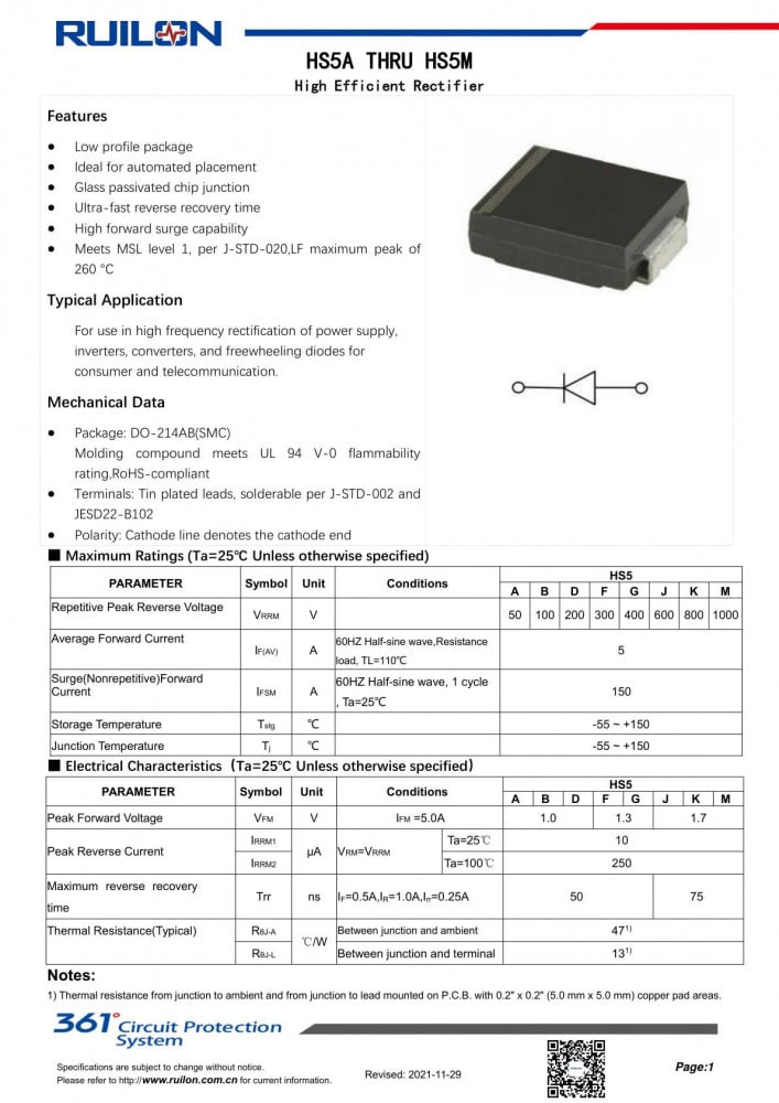 HS5G datasheet page 1