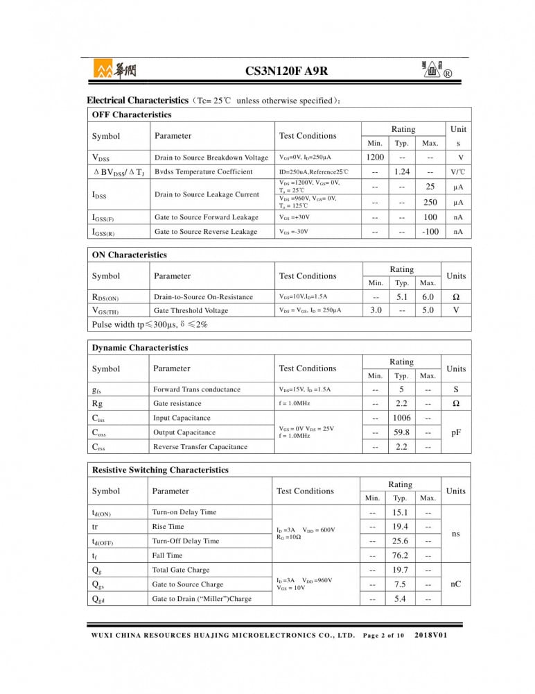 CS3N120FA9R datasheet page 2