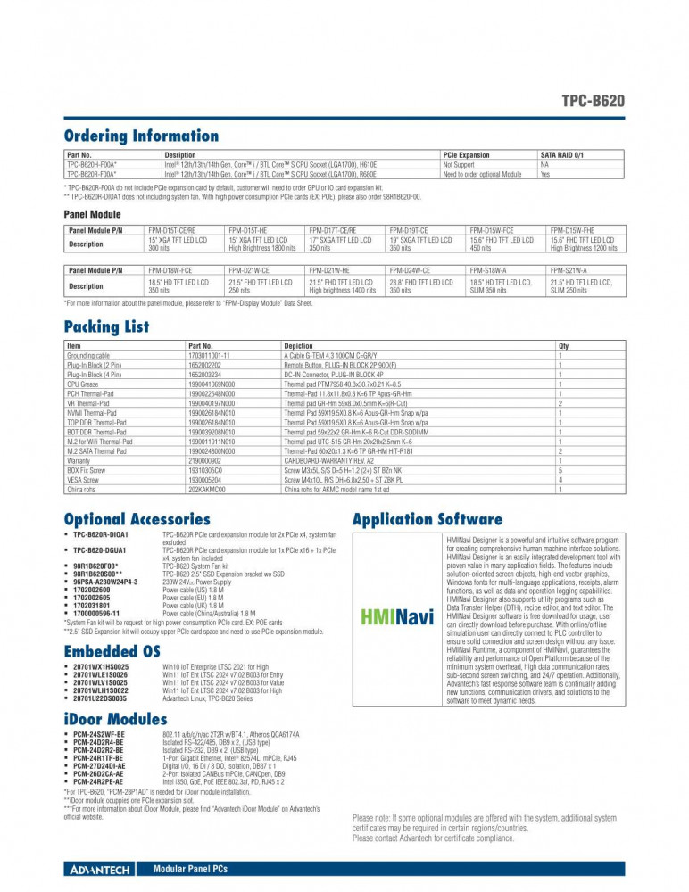 TPC-B620 technical documentation page 3