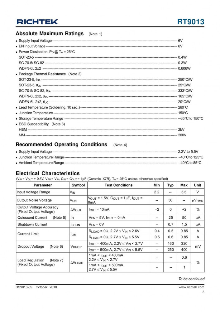 RT9013 datasheet page 3