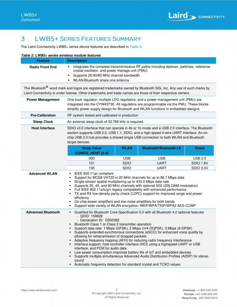 LWB5+ datasheet page 5