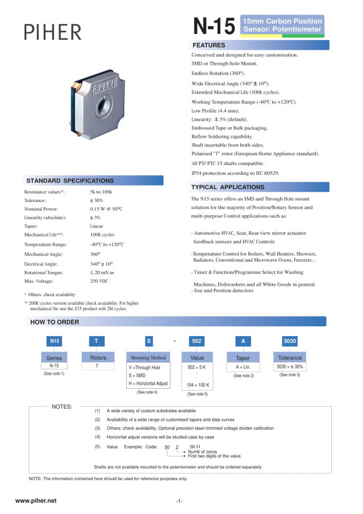 N15TS-502A3030 technical document page 1