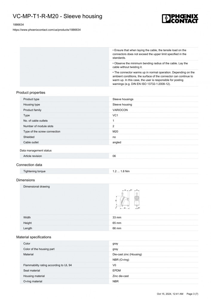 Phoenix Contact 1886634 technical document page 3