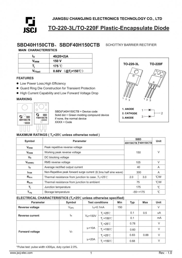 SBD40H150CTB datasheet page 1