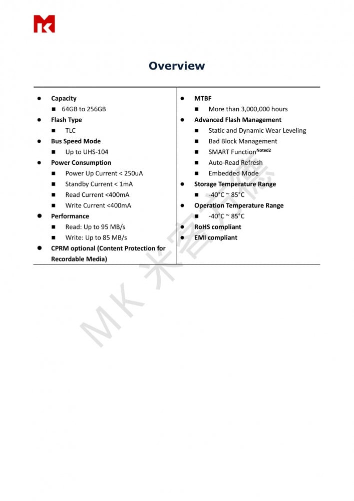 MK microSD specification page 3