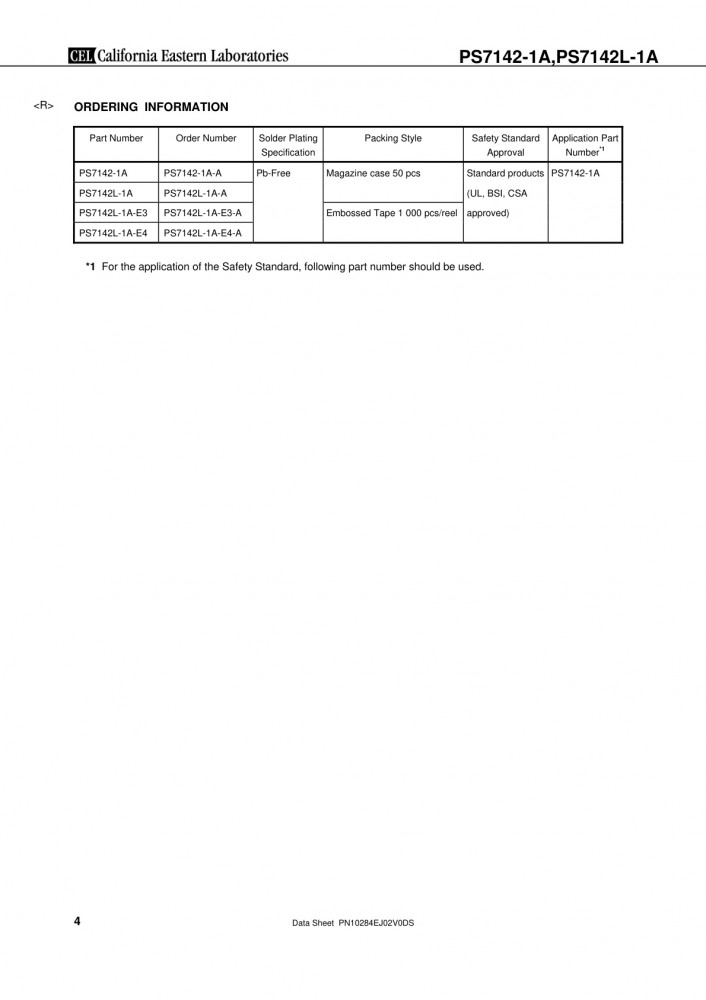 PS7142-1A datasheet page 4