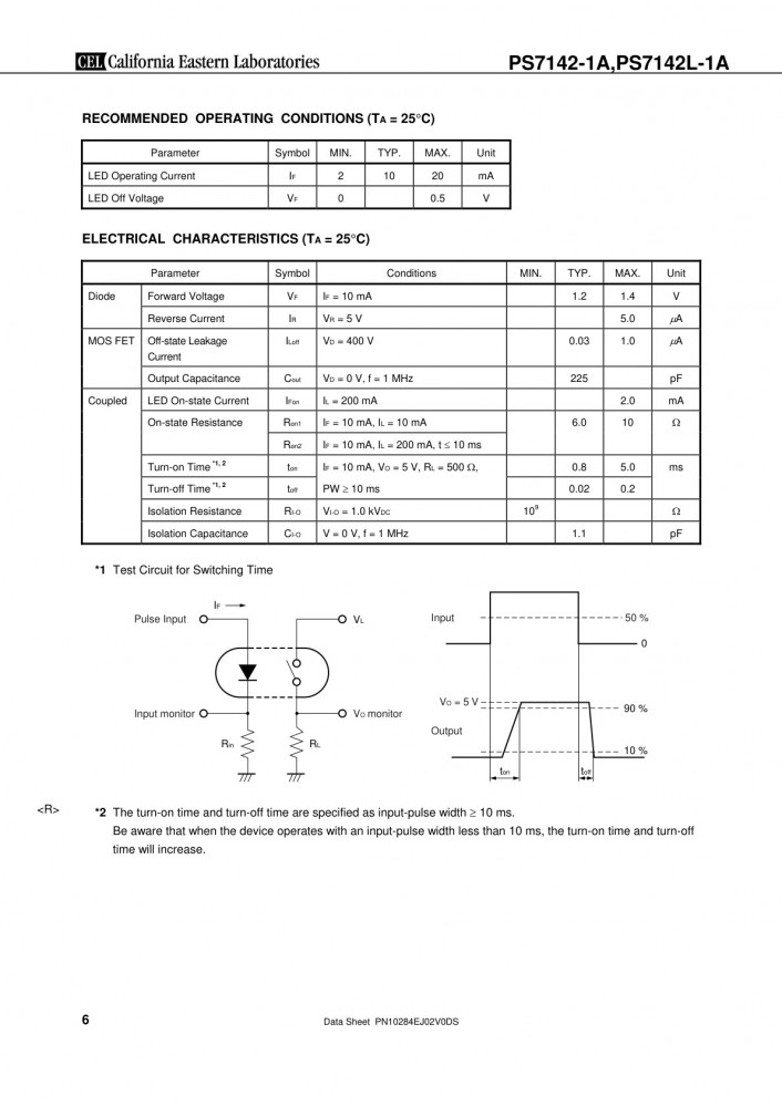 PS7142-1A datasheet page 6