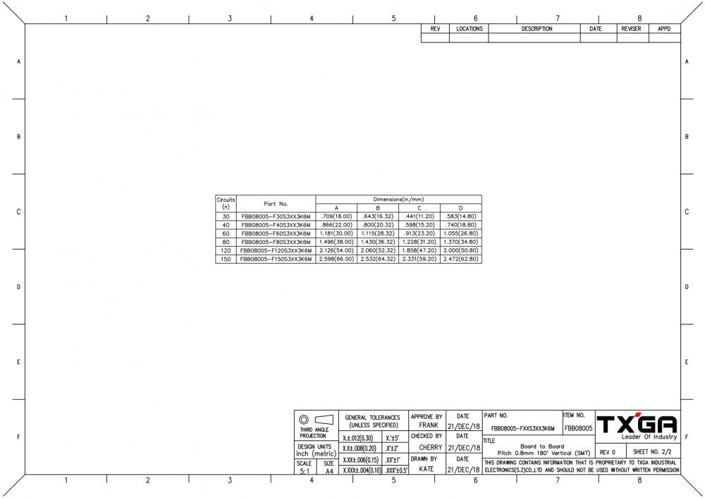 TXGA FBB08005 technical drawing page 2