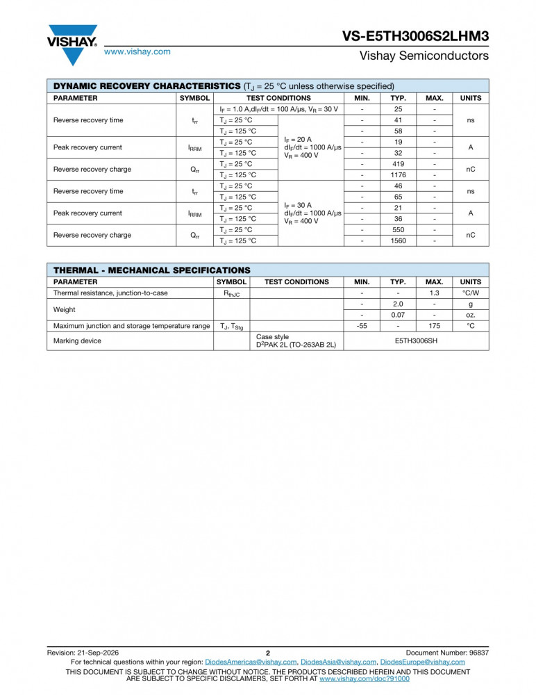 Vishay VS-E5TH3006S2LHM3 datasheet page 2