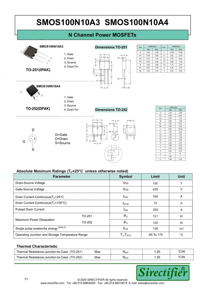 SMOS100N10A3 datasheet page 1
