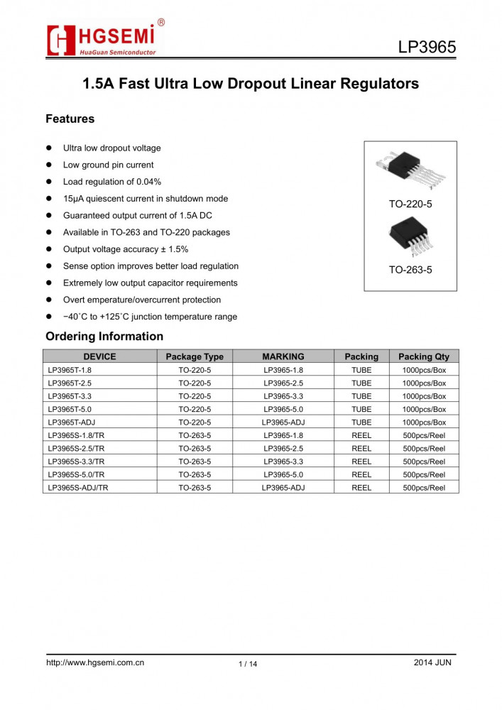 LP3965 technical document page 1