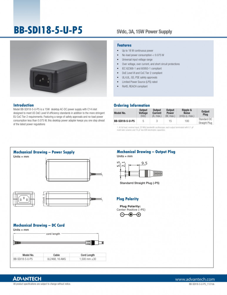 BB-SDI18-5-U-P5 product documentation page 1