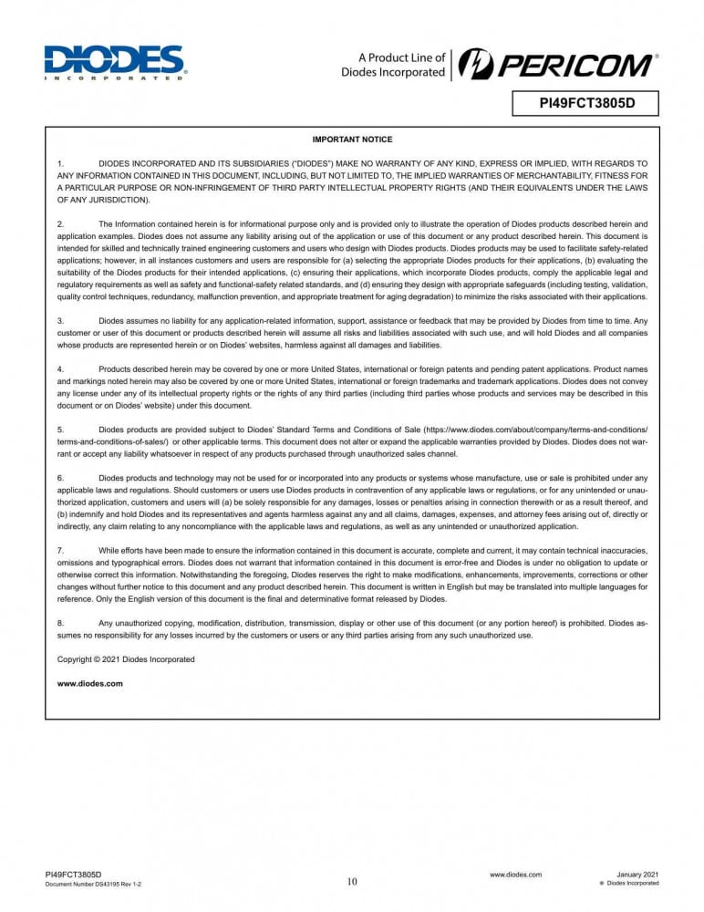 PI49FCT3805BQEX datasheet page 10