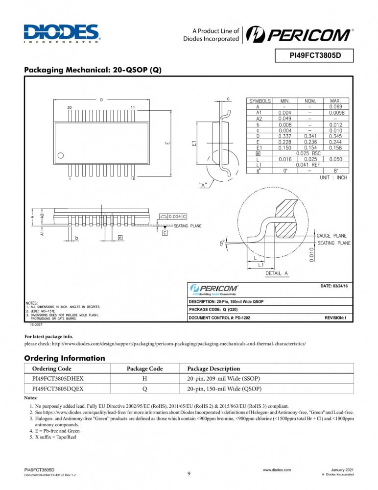 PI49FCT3805BQEX datasheet page 9
