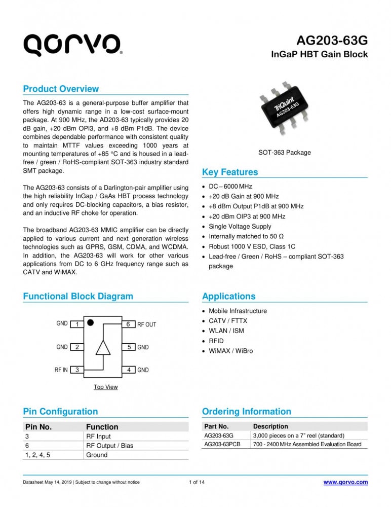 AG203-63G technical document page 1