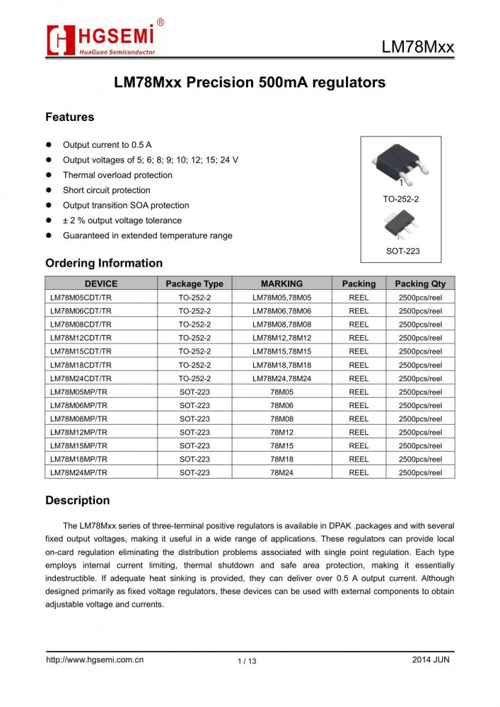 LM78M05CDT/TR datasheet page 1