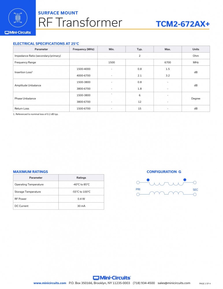TCM2-672AX+ datasheet page 2
