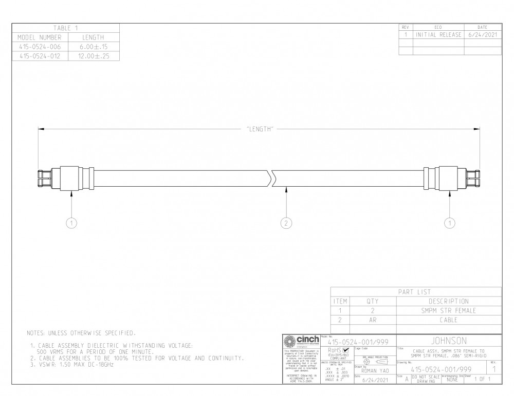 Bel Fuse 415-0524-006 technical drawing