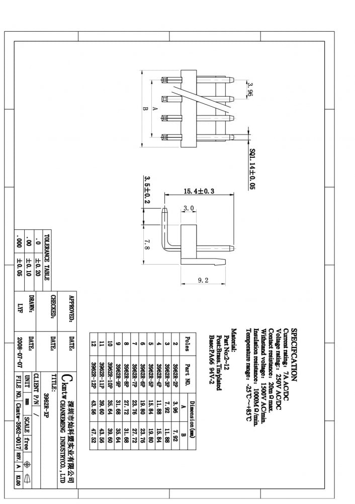 Ckmtw 3962R series specification drawing