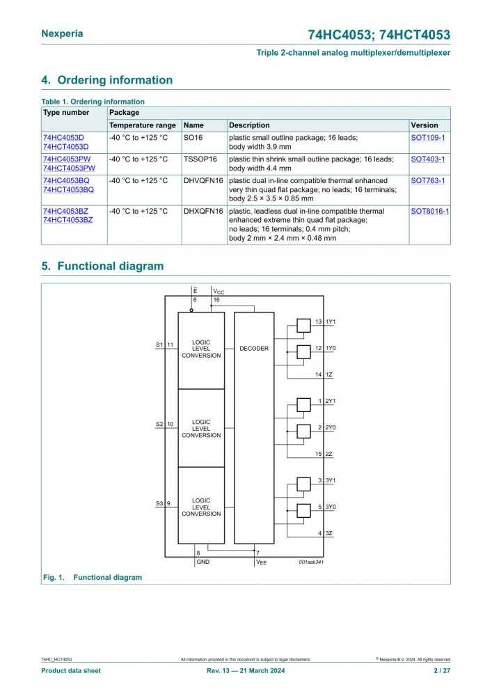 74HCT4053 datasheet page 2
