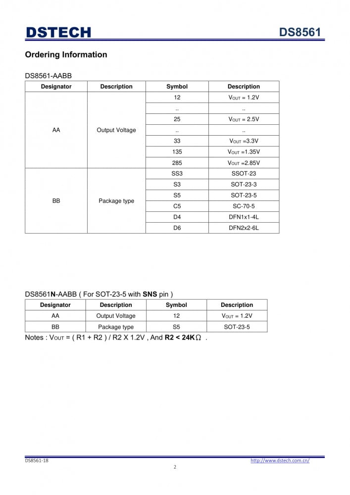 DSTECH DS8561 datasheet page 2