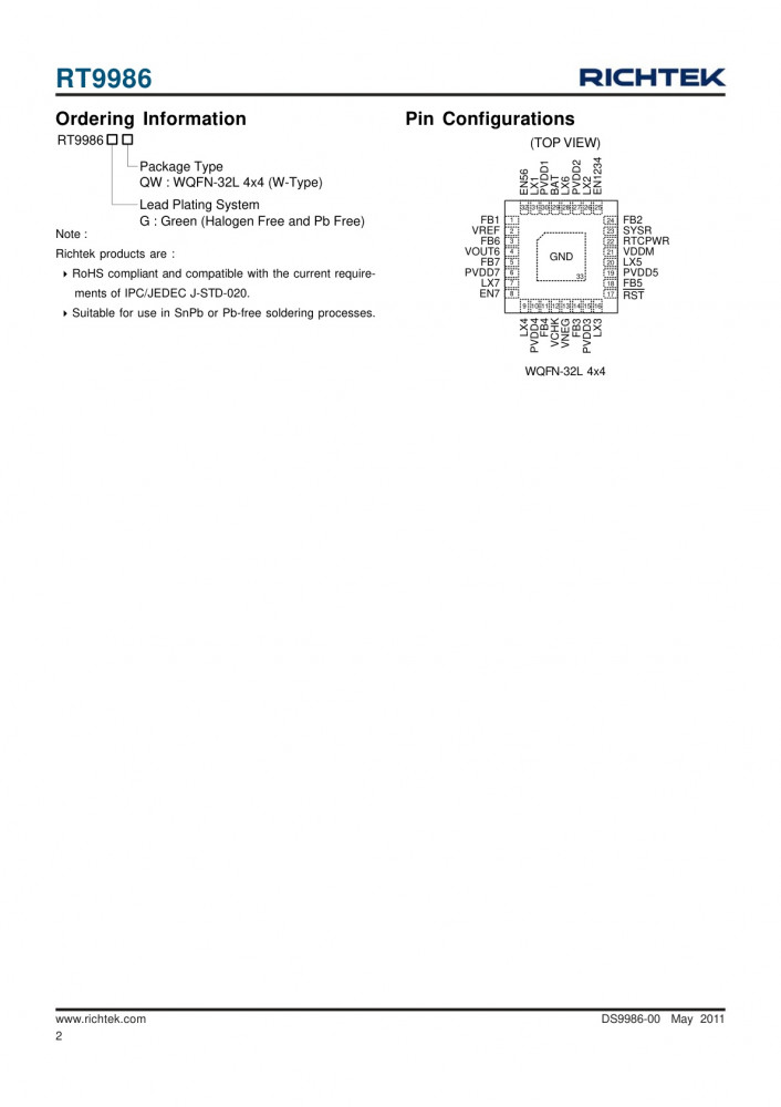 RT9986 datasheet page 2