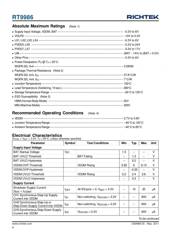 RT9986 datasheet page 8