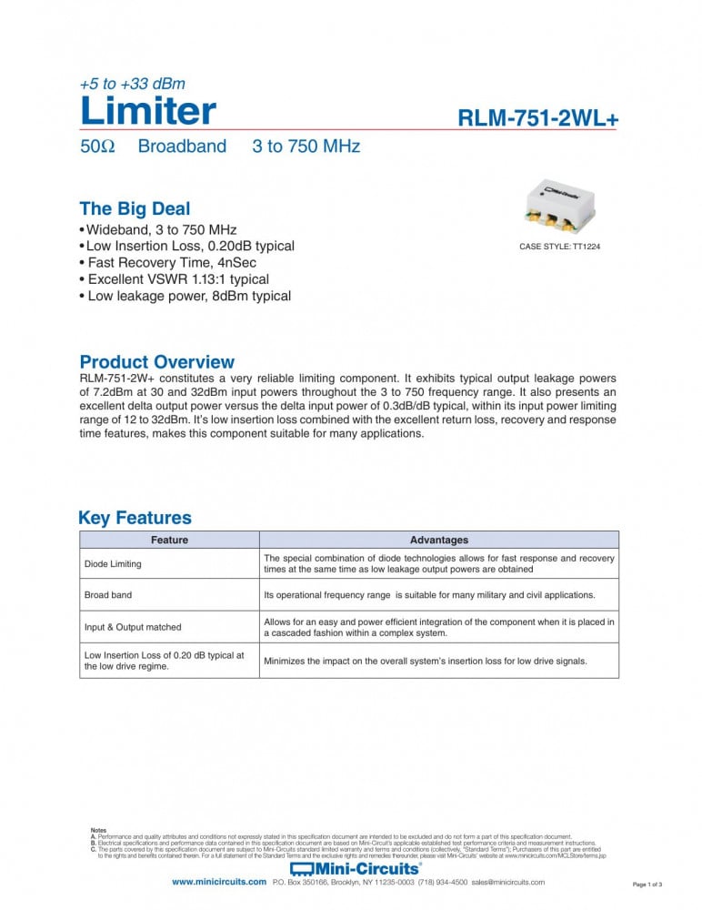 RLM-751-2WL+ datasheet page 1