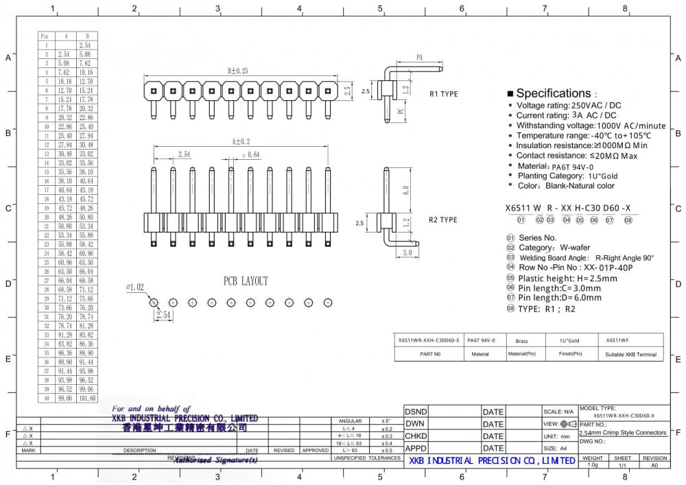 X6511WR-04H-C60D30R1 technical drawing page 1