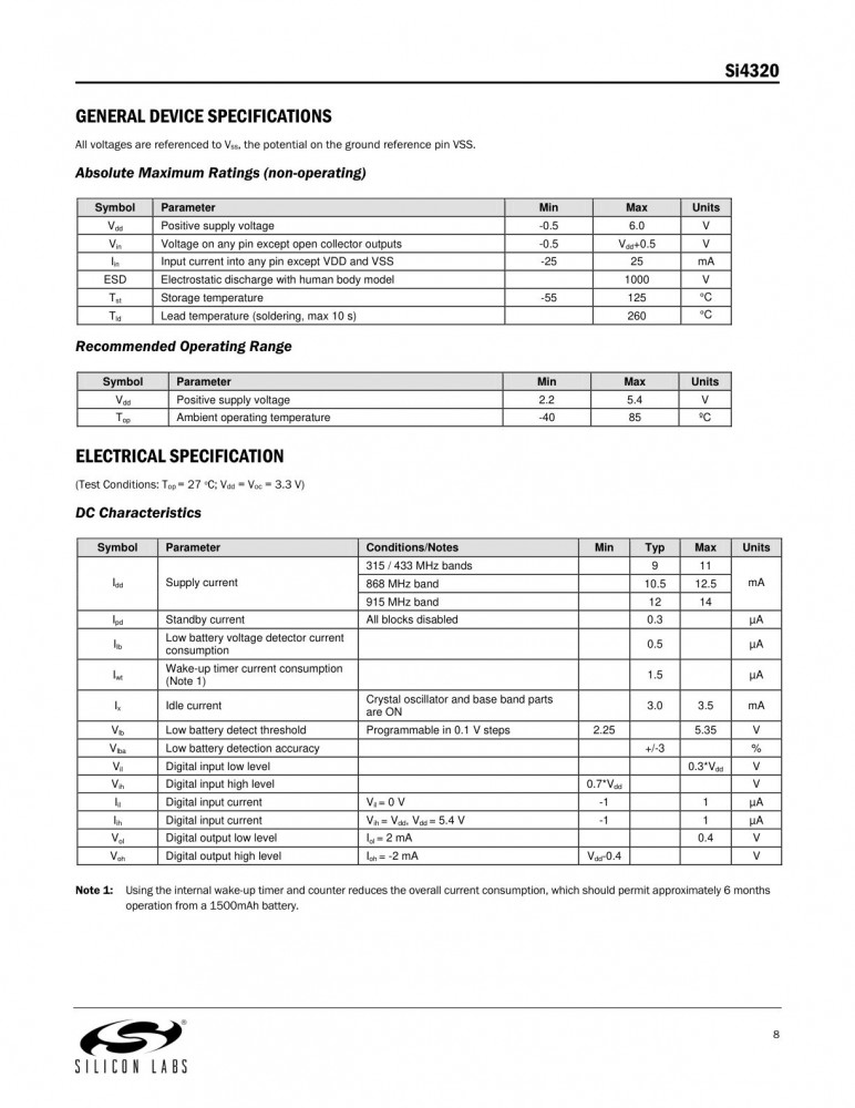 SI4320 datasheet page 8