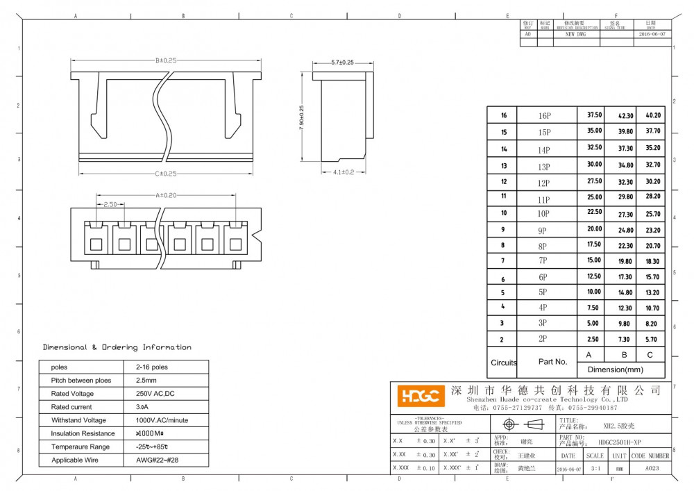 HDGC2501H-3P technical drawing page 1