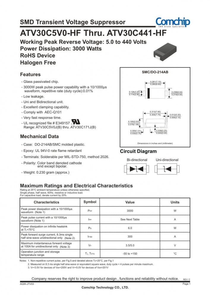 Comchip ATV30C360JB-HF datasheet page 1