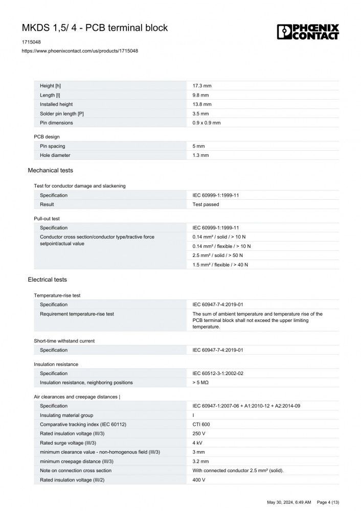 Phoenix Contact 1715048 technical document page 4
